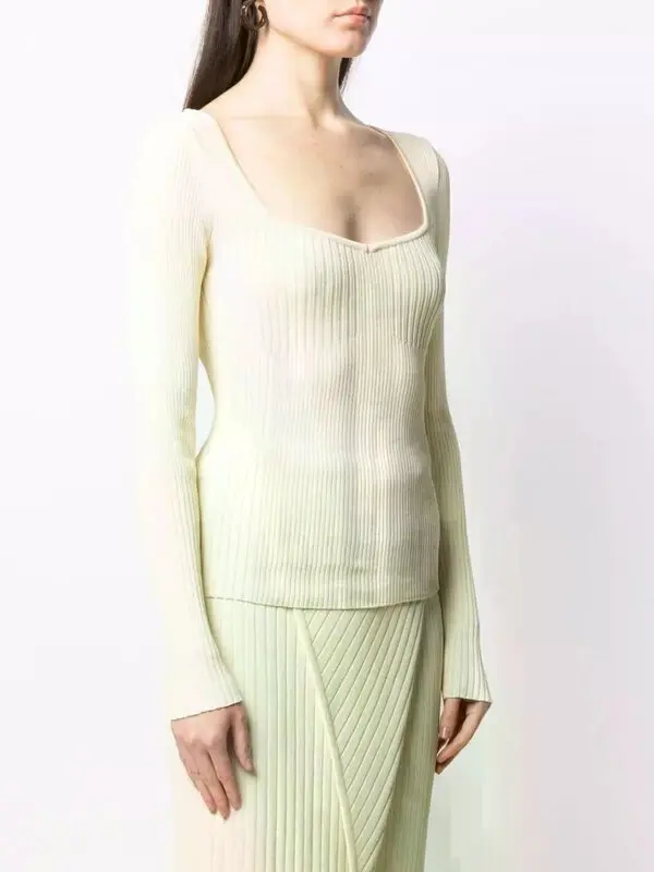 AERON Ribbed Knit Square Neck Jumper
