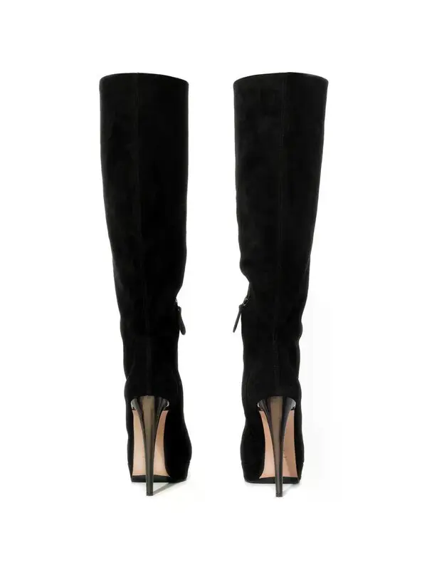 Alexander McQueen Horn Heel Suede And Leather Ankle Boots
