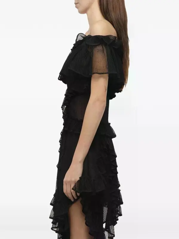 Alexander McQueen Asymmetric Frilled Off-shoulder Dress