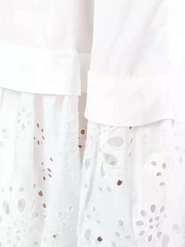 Alexander McQueen Cotton Floral Topstitching Detailed Dress
