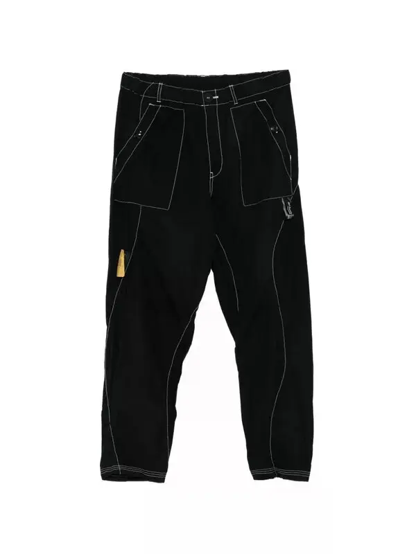 Undercover Contrast-stitch Tapered Pants - Black