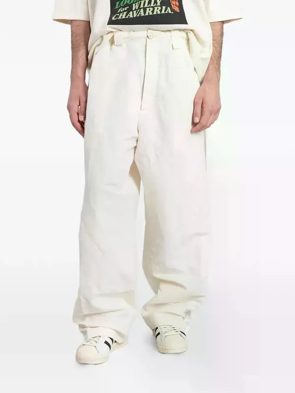 WILLY CHAVARRIA Satin-trim Wide-leg Trousers - Neutrals