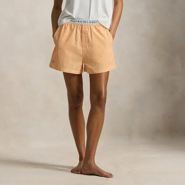 Ralph Lauren Polo Cotton Seersucker Boxer Shorts - Cloud/carrot