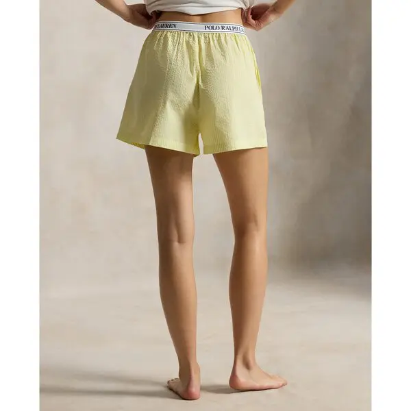 Ralph Lauren Polo Cotton Seersucker Boxer Shorts - White/lemon