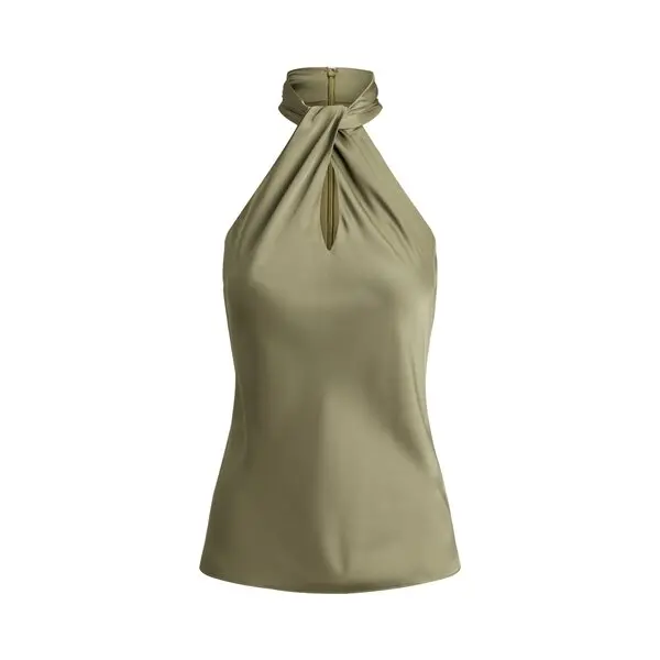 Ralph Lauren Twist-front Charmeuse Halter Blouse