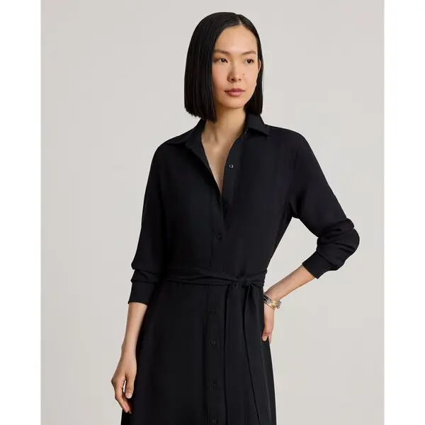 Ralph Lauren Belted Double-faced Georgette Shirtdress - Black