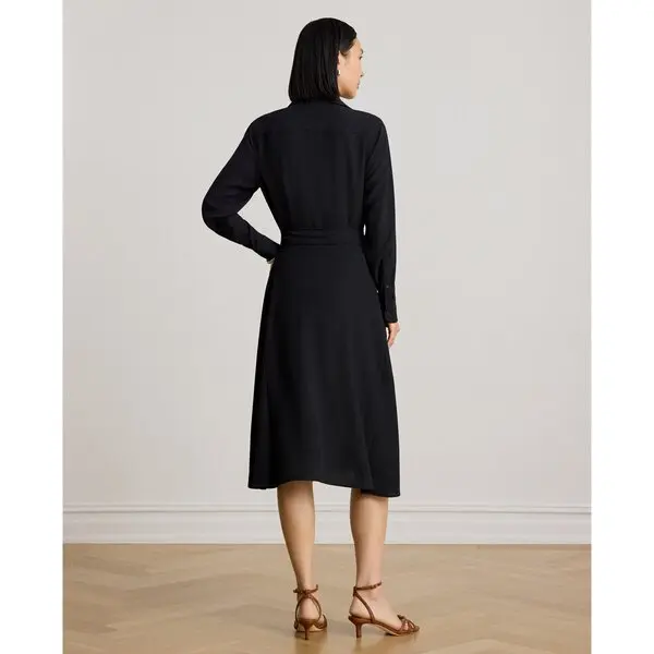 Ralph Lauren Belted Double-faced Georgette Shirtdress - Black