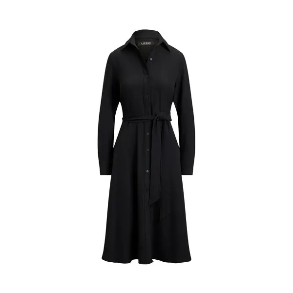 Ralph Lauren Belted Double-faced Georgette Shirtdress - Black