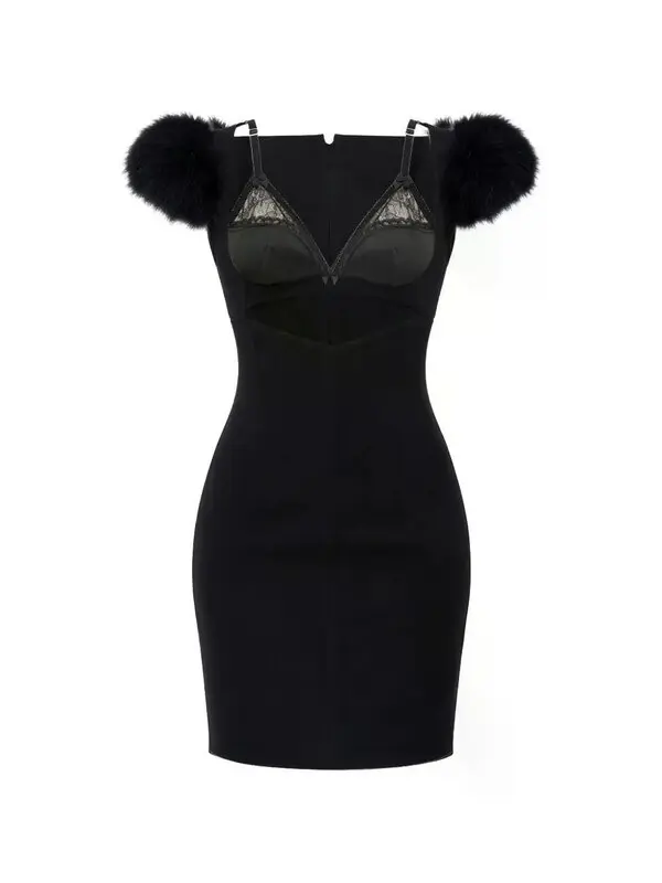 Dsquared2 Lace-trimmed Cut-out Mini Dress - Black