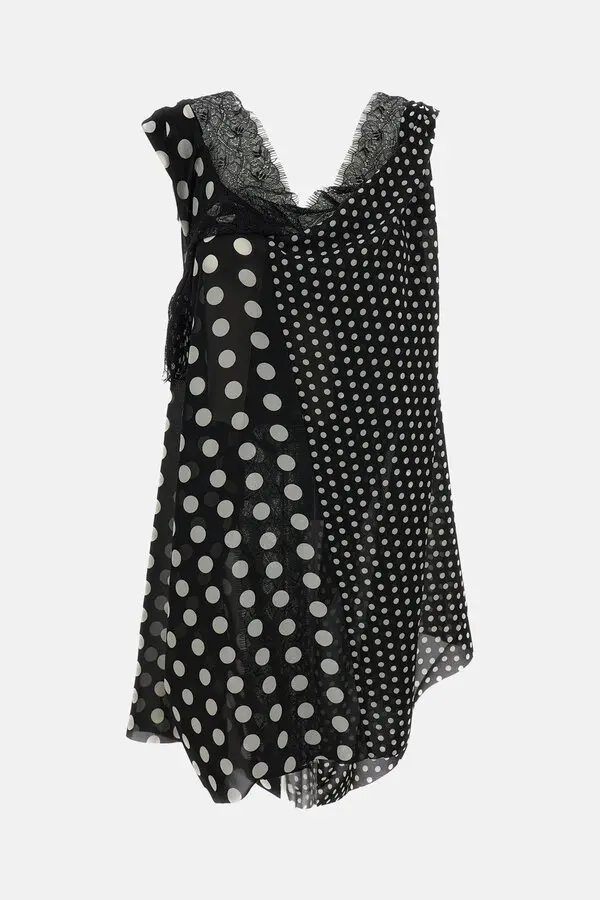 Junya Watanabe Sleeveless Polka-dot Lace Top - Black