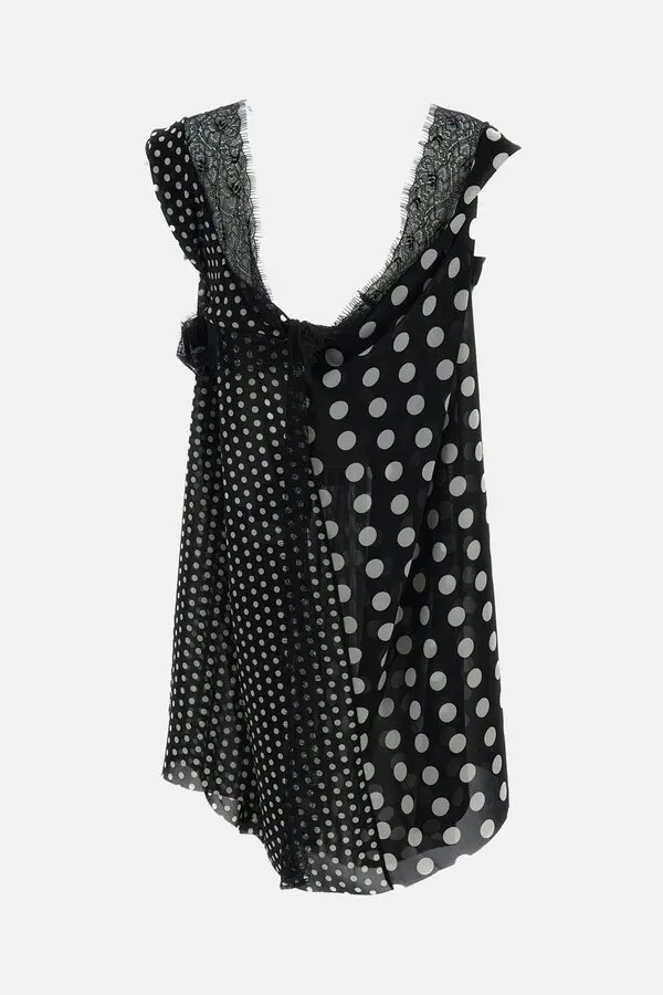 Junya Watanabe Sleeveless Polka-dot Lace Top - Black