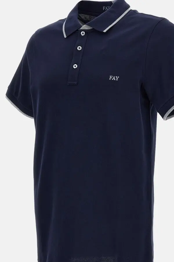 FAY Polo Piquet Stripes - Blue