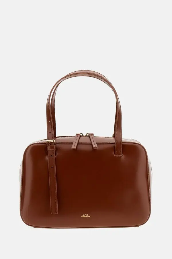 A.p.c. Virginie Box Bag In Smooth Leather - Brown