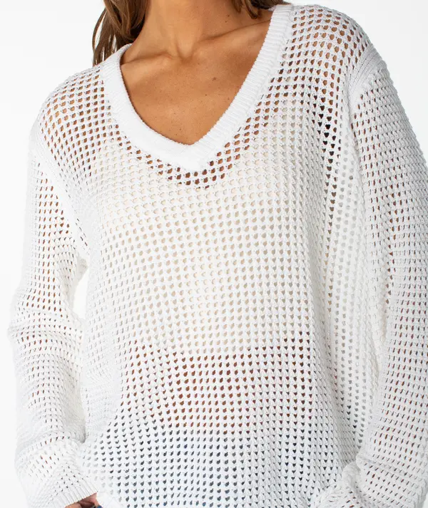 Roxy Summer Nights V Neck Tunic - Cloud Dancer Solid