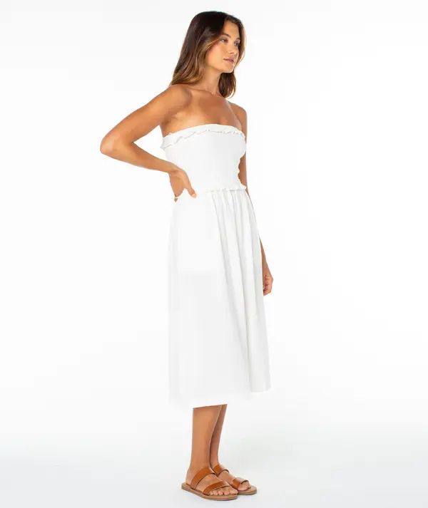 Roxy Avalon Tube Midi Dress - Cloud Dancer Solid