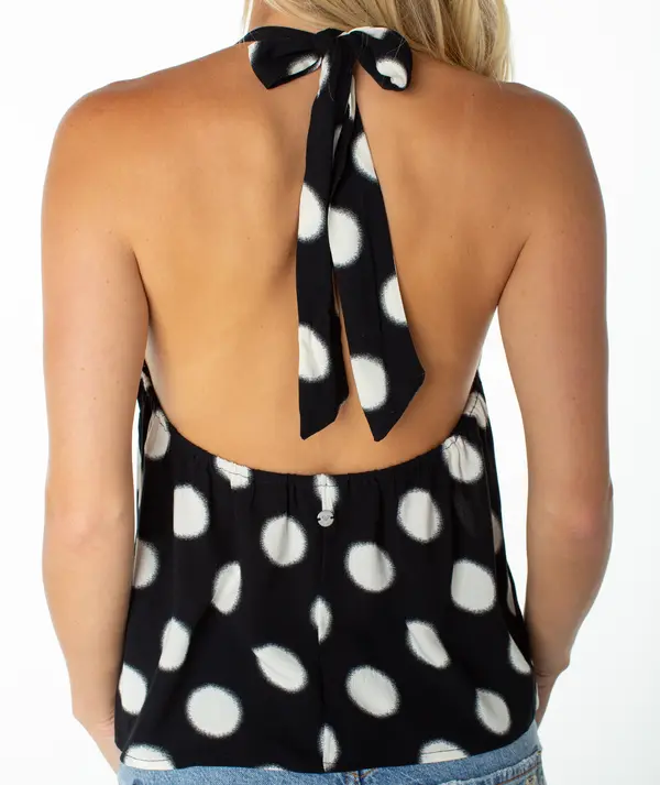 Roxy Fairweather Halter Top - Anthracite Soft Dot