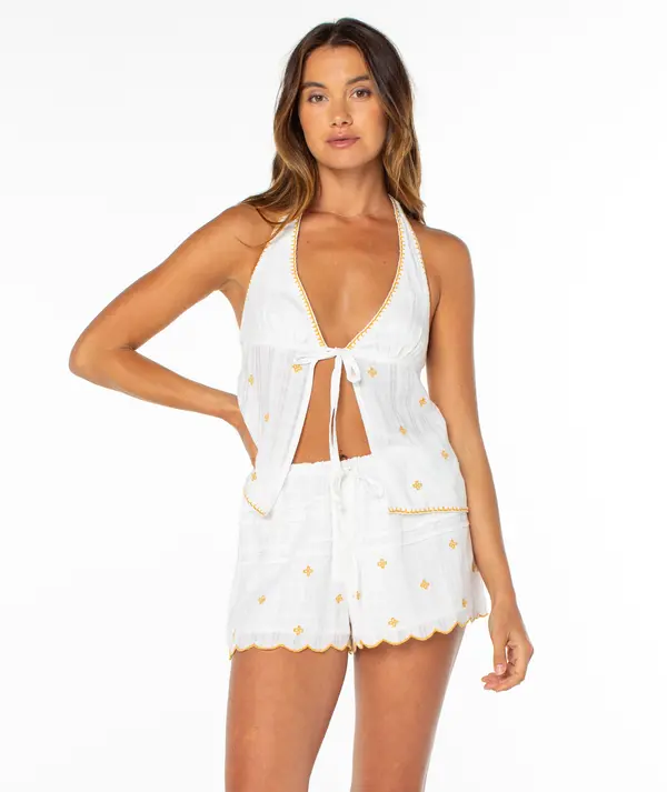 Roxy Fairweather Halter Top - Cloud Dancer Solid