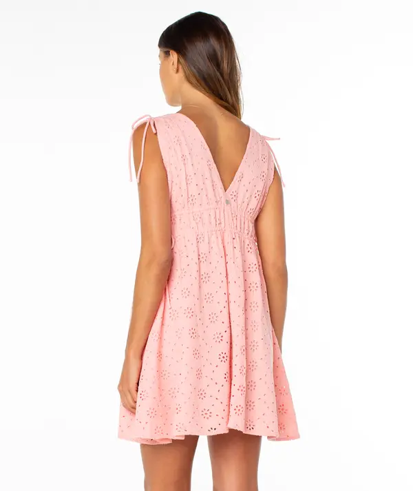 Roxy Bay Breeze Mini Dress With Tie Details - Murex Shell Solid