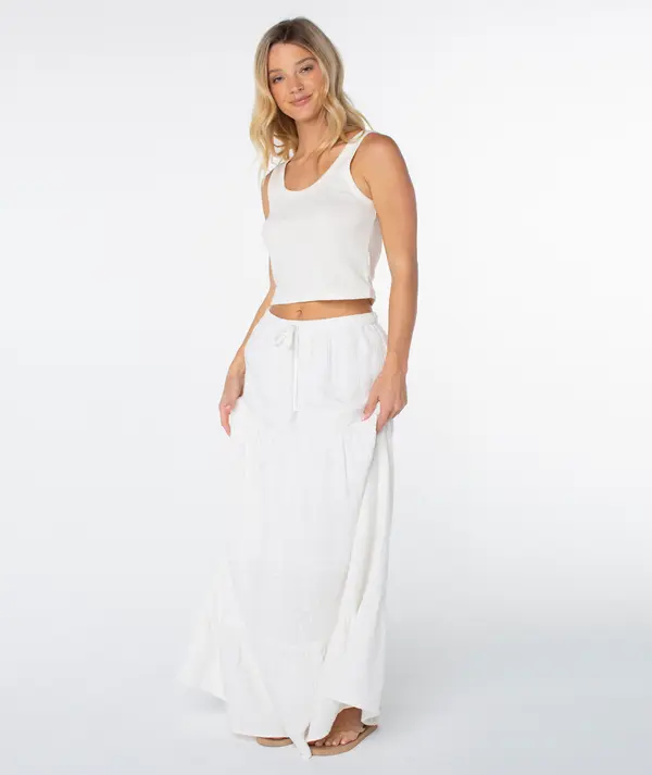 Roxy Tiered Maxi Skirt - Cloud Dancer Solid