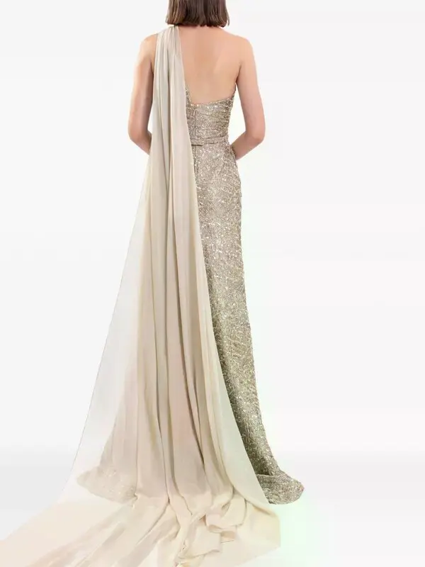 SAIID KOBEISY Asymmetrical Brocade Maxi Dress