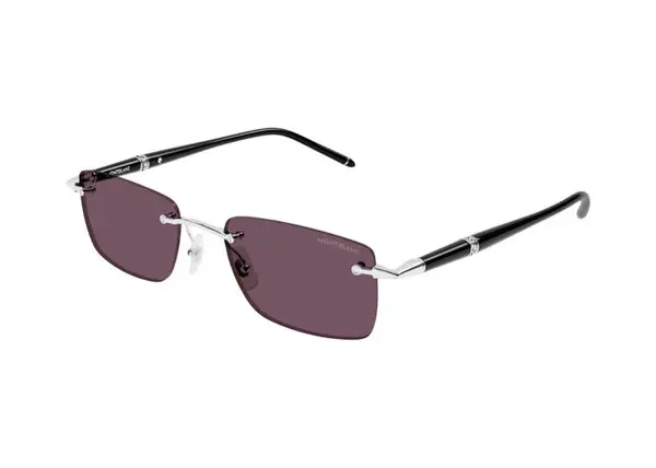 Montblanc Rectangle Rimless Sunglasses - Silver/violet (mb0344s/002)