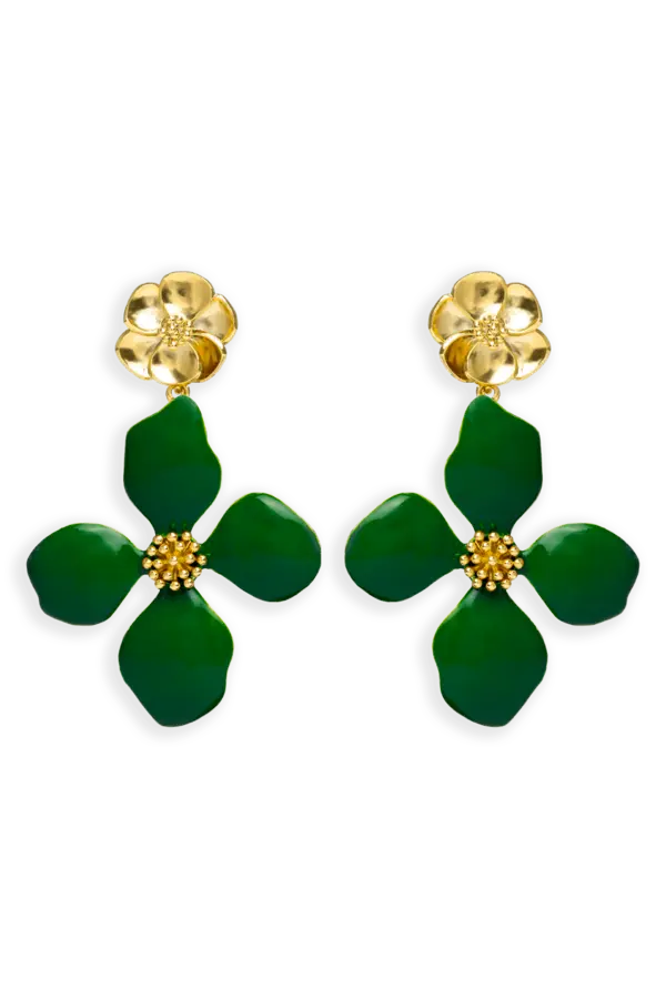 LAVANI JEWELS Cassia Flower Drop Earrings - Green