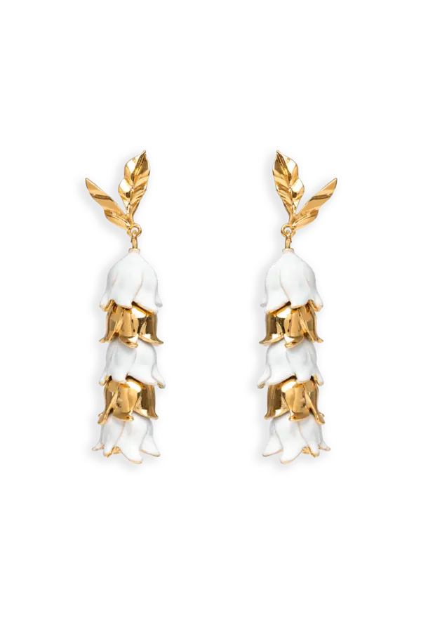LAVANI JEWELS Lirium Drop Earrings - White