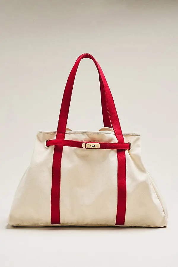 Anthropologie Slouchy Canvas Tote Bag - Red