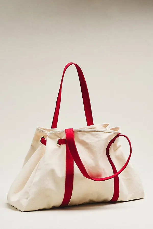 Anthropologie Slouchy Canvas Tote Bag - Red