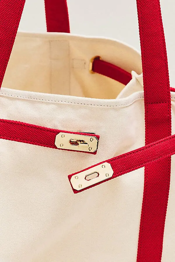 Anthropologie Slouchy Canvas Tote Bag - Red
