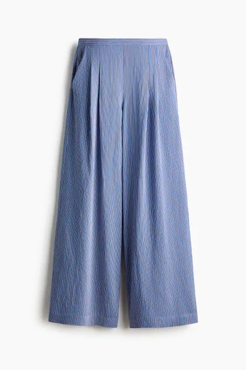 H&m Straight-leg Pleated Trousers With Elasticated Waist