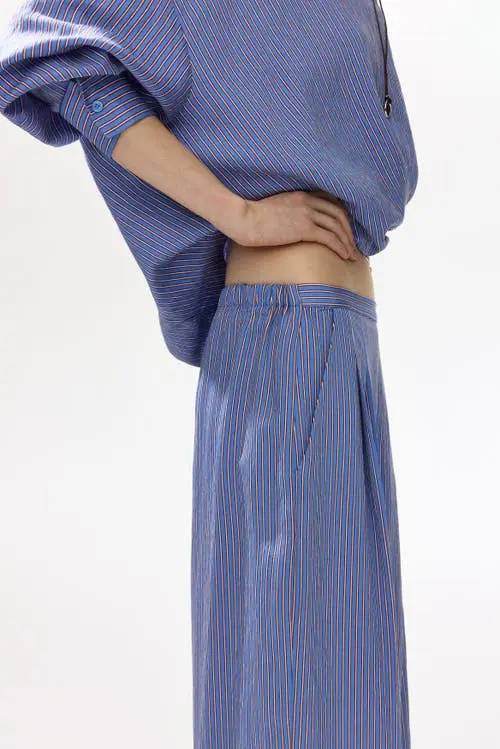 H&m Straight-leg Pleated Trousers With Elasticated Waist