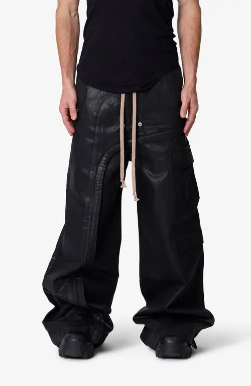 Mnml Waxed Oversize Cargo Pants - Black