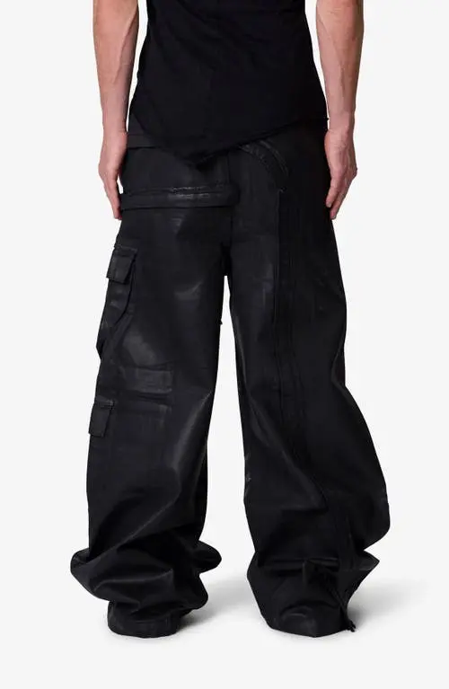 Mnml Waxed Oversize Cargo Pants - Black