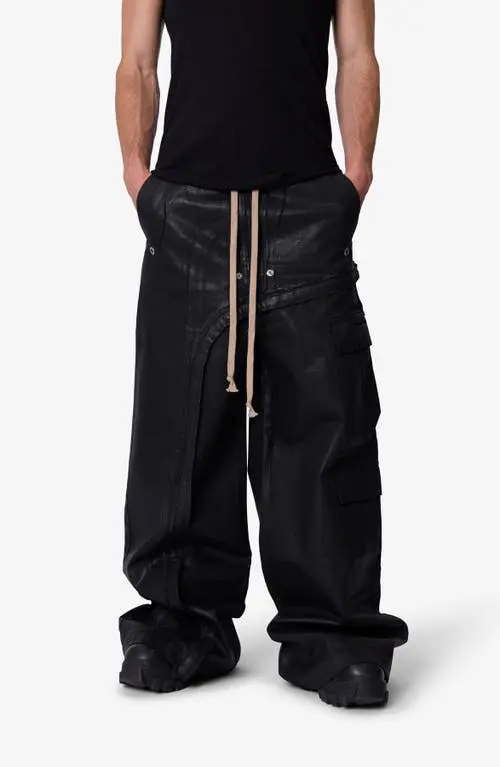 Mnml Waxed Oversize Cargo Pants - Black