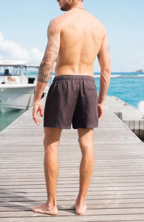 AUTO-REPLY™ Linen Blend Drawstring Shorts - Granite/gray