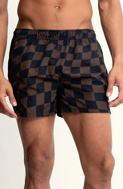 AUTO-REPLY™ Sebastian Solid 4-inch Nylon Swim Trunks - Molino/brown