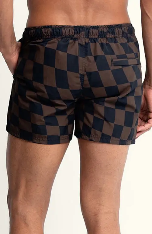 AUTO-REPLY™ Sebastian Solid 4-inch Nylon Swim Trunks - Molino/brown