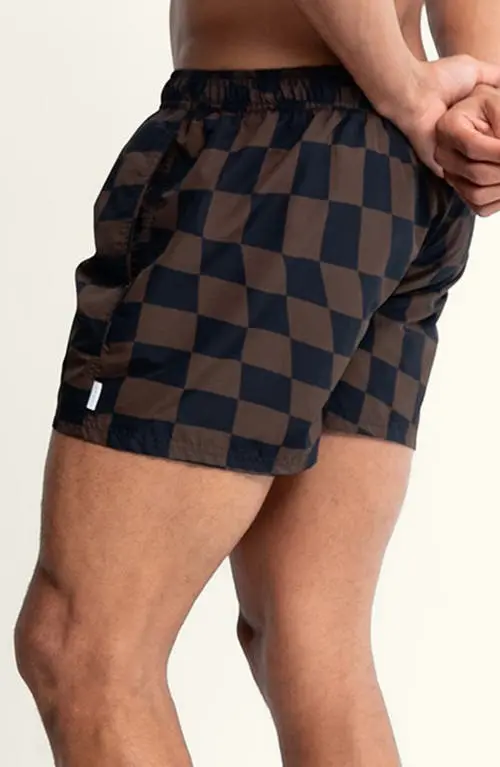 AUTO-REPLY™ Sebastian Solid 4-inch Nylon Swim Trunks - Molino/brown