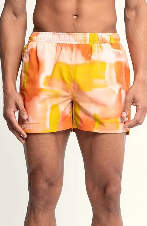 AUTO-REPLY™ Sebastian Solid 4-inch Nylon Swim Trunks - Sol/orange