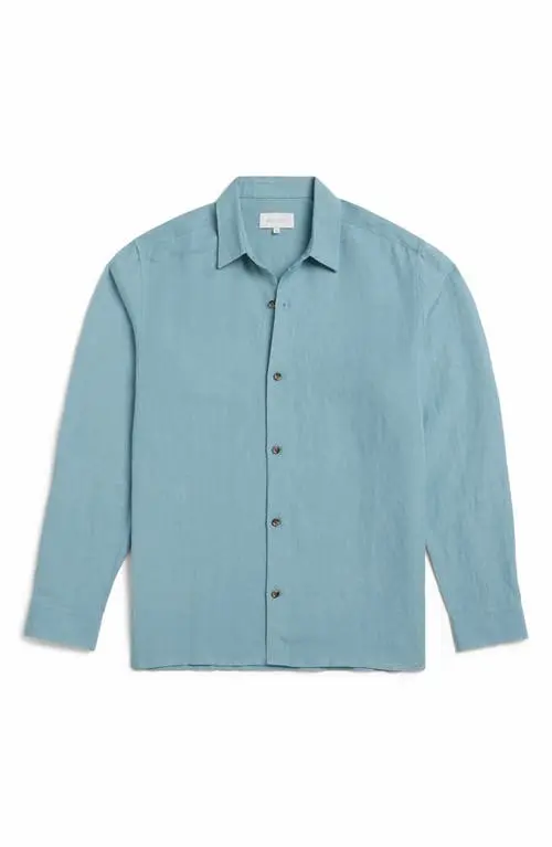 AUTO-REPLY™ Andrew Solid Linen Blend Button-up Shirt - Surf