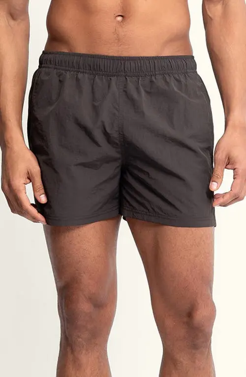 AUTO-REPLY™ Sebastian Solid Nylon Swim Trunks - Molino/brown