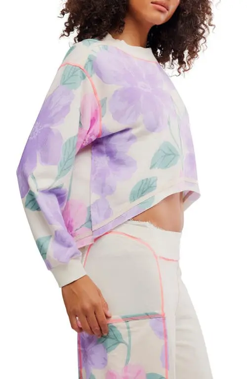Free People Floral Print Cropped Sweatshirt