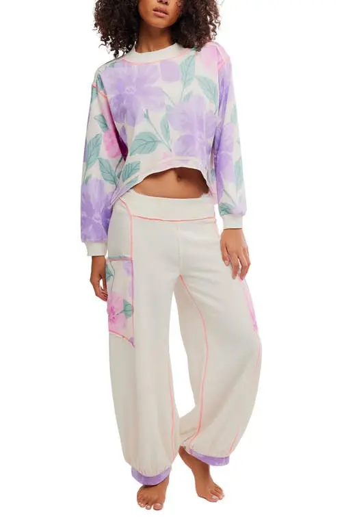 Free People Floral Print Cropped Sweatshirt