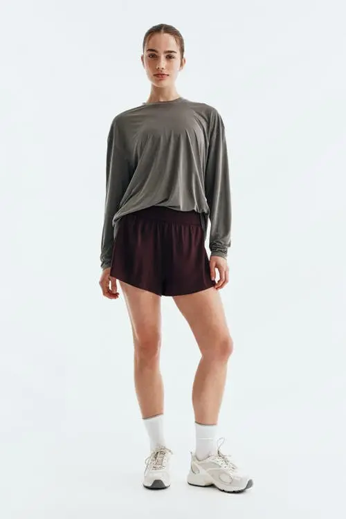 H&m Double-layered Sports Shorts - Chocolate Plum