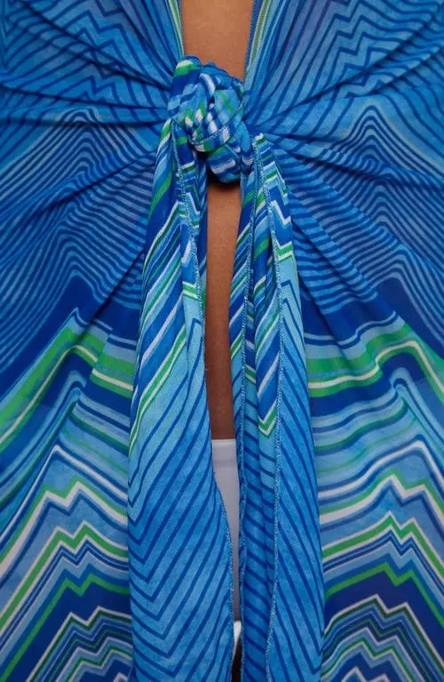 BECCA By Rebecca Virtue Sunrise Cover-up Tunic With Tropical Print And Fluted Sleeves
