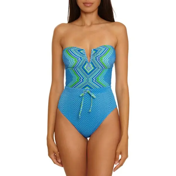 BECCA By Rebecca Virtue Sunrise Strapless One-piece Swimsuit With Tie Waist - Multi