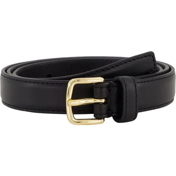 Vince Stitched Leather Belt - Black/gold