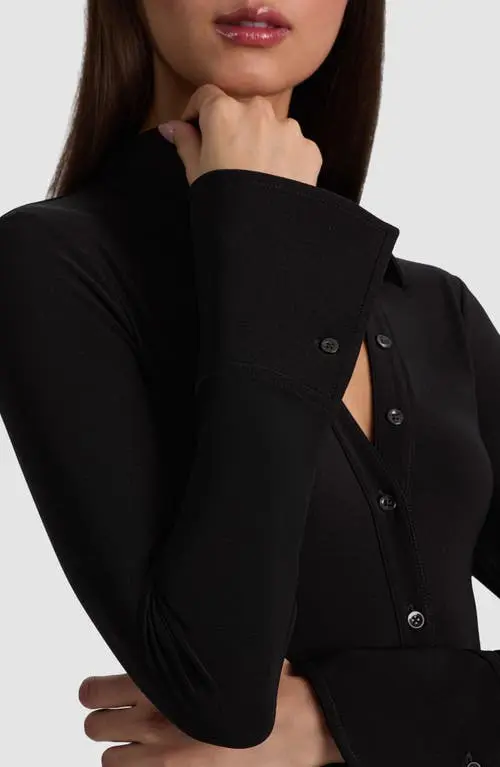 Alice + Olivia Freya Long Sleeve Nipped Waist Bodysuit - Black