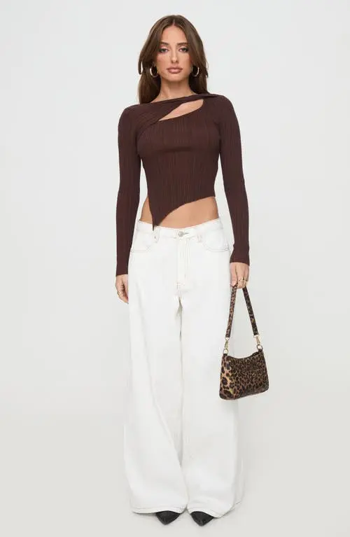 Princess Polly Ellara Cutout Asymmetric Rib Top